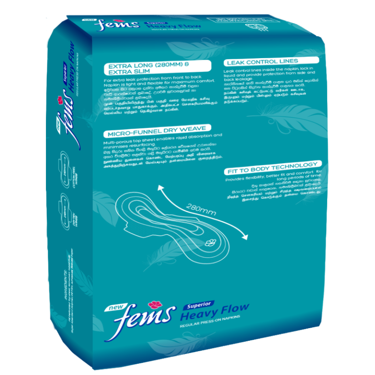 Fems Superior Heavy Flow Wings 8s Pack Sanitary Napkins | Hemas Estore